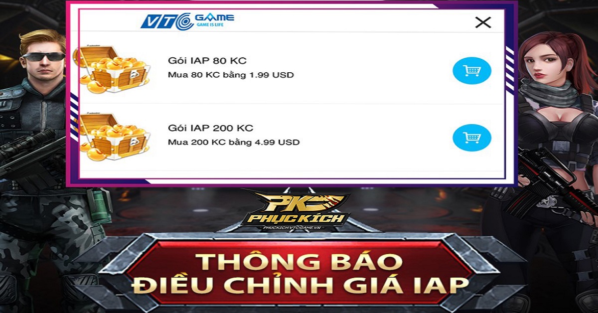 [THÔNG BÁO] ĐIỀU CHỈNH GIÁ GÓI NẠP IAP DO CHÍNH SÁCH THUẾ TỪ STORE GAME
