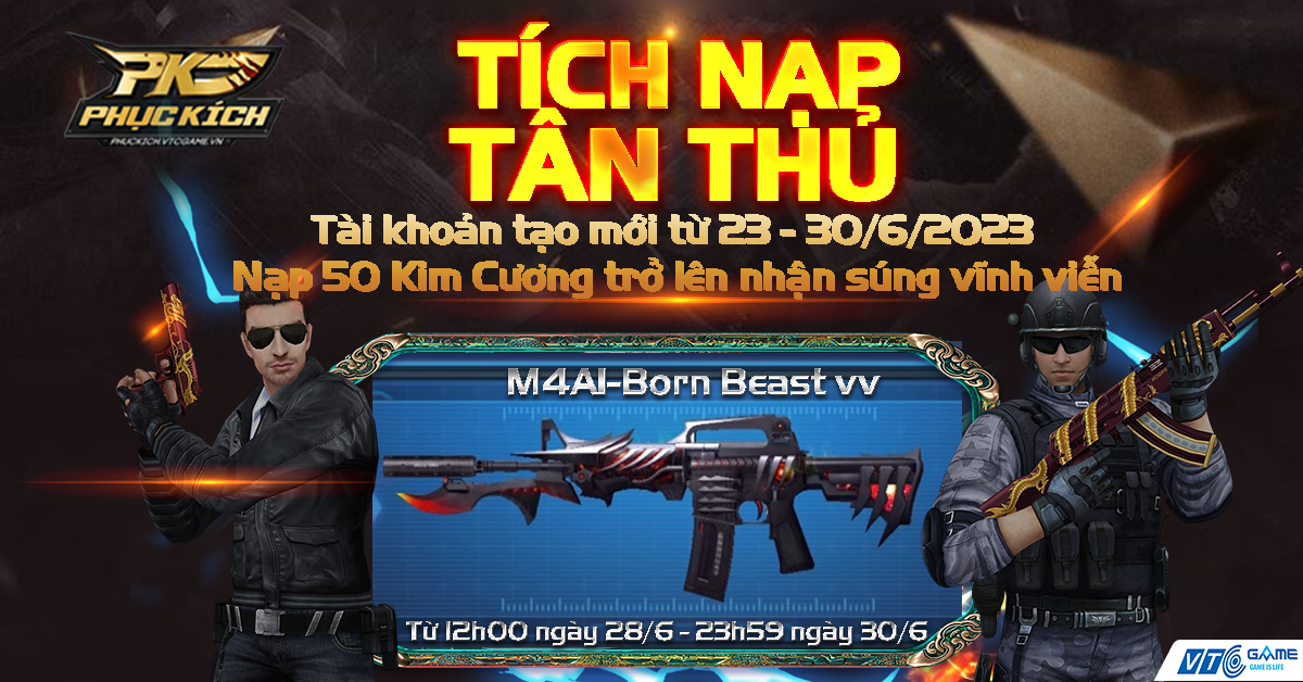 [SK] TÂN THỦ NẠP CHỈ 50 KC - NHẬN M4A1 BORN BEAST VĨNH VIỄN